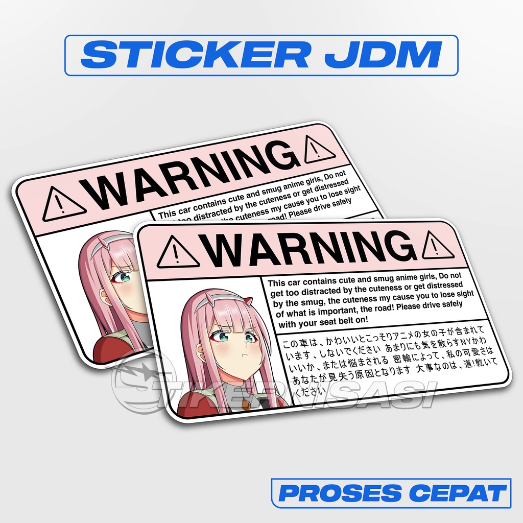 Jual Sticker Slap JDM Warning Anime Zero Two | Shopee Indonesia