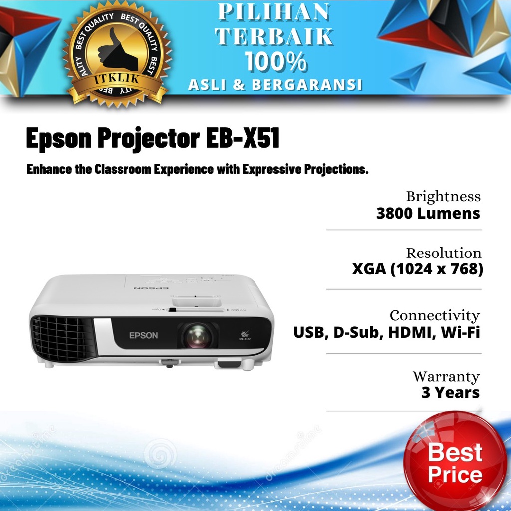 Jual Epson Projector EB-X51 Garansi Resmi Epson Indonesia Indonesia ...