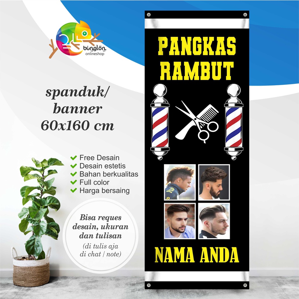 Jual Size 60x160 Cm, Spanduk Banner Pangkas Rambut Murah Berkualitas ...