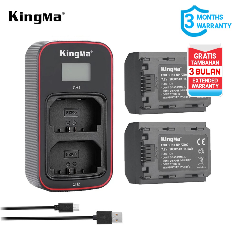 Jual KINGMA Baterai Sony 2-pack NP-FZ100 and Dual Charger LCD - Quick ...
