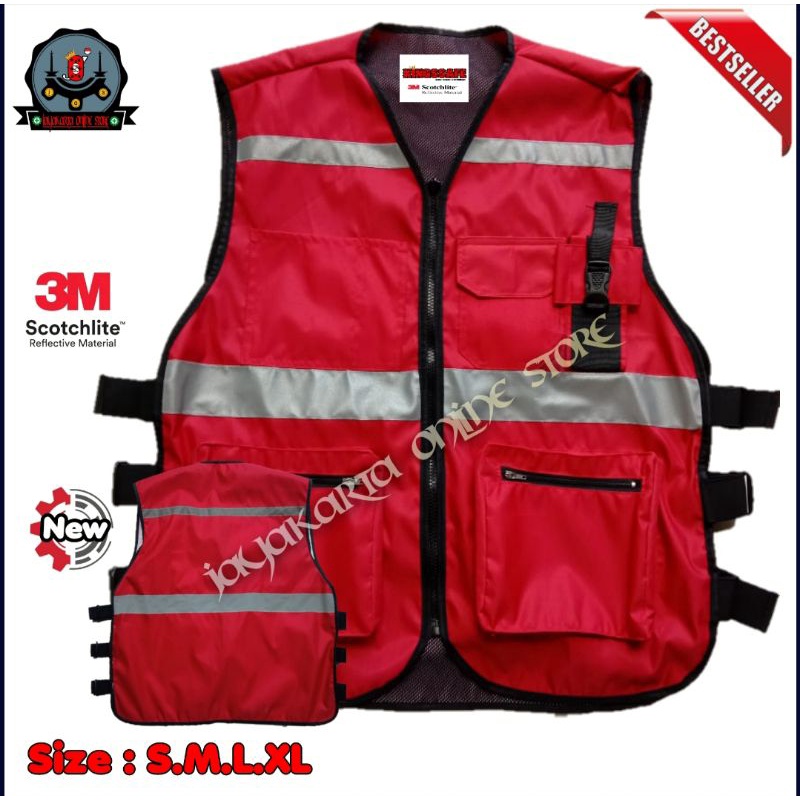 Jual ROMPI SAFETY VEST 3M SCHOTLITE HSE MERAH TASLAN WATER PROOF-ROMPI ...