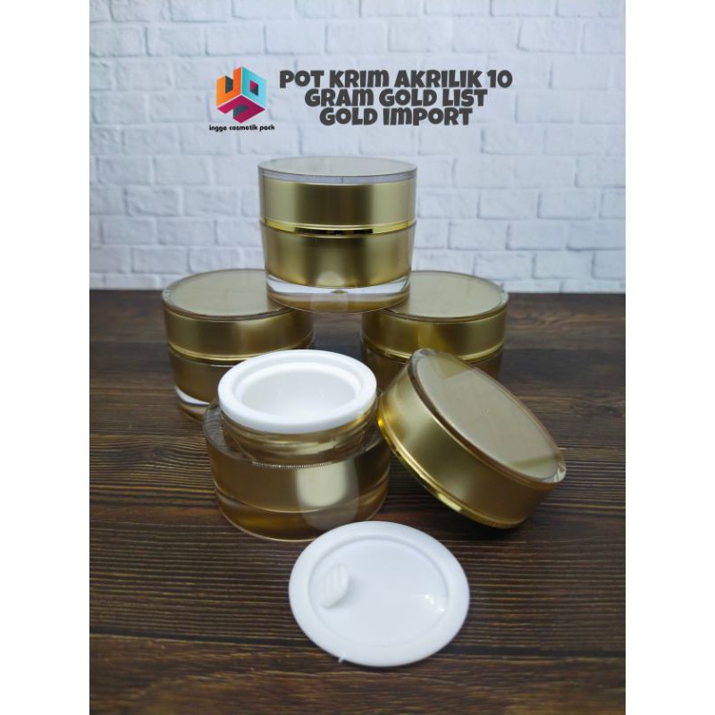 Jual POT KRIM /POT CREAM AKRILIK / POT KRIM AKLIRIK 10 GRAM GOLD LIST ...