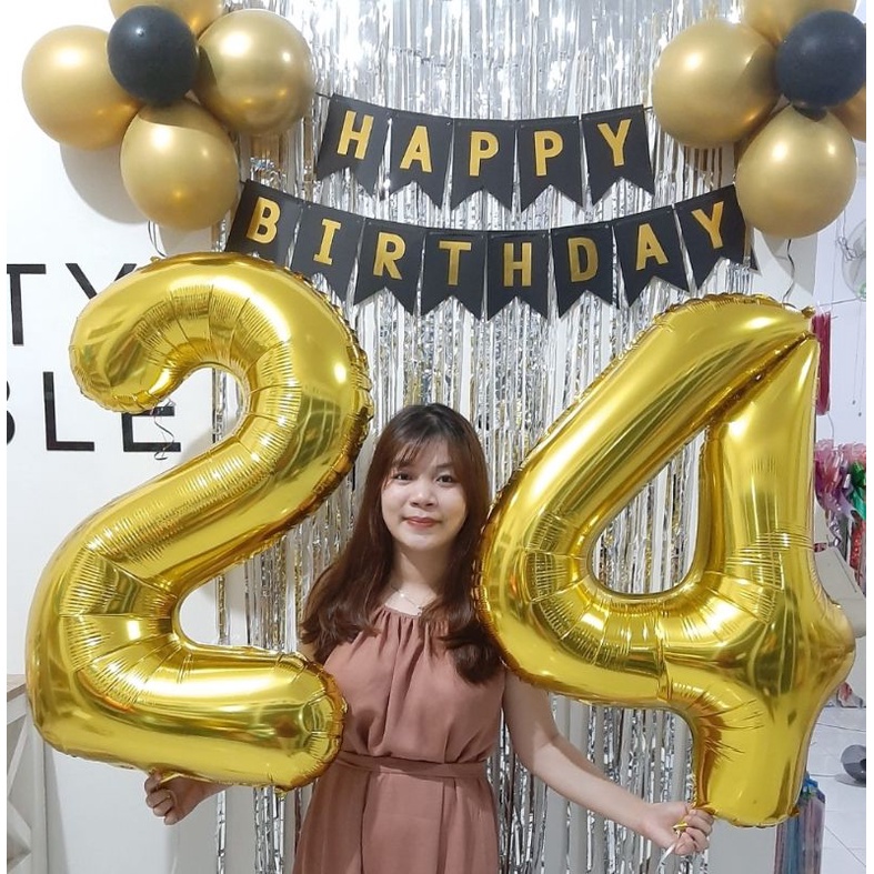 Jual Balon angka BESAR Super Jumbo 100cm 1 meter GOLD SILVER | Shopee ...