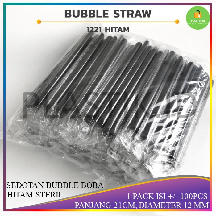 Jual SEDOTAN BUBBLE HITAM BESAR 12mm 21cm BOBA STRAW STERIL BUNGKUS ...