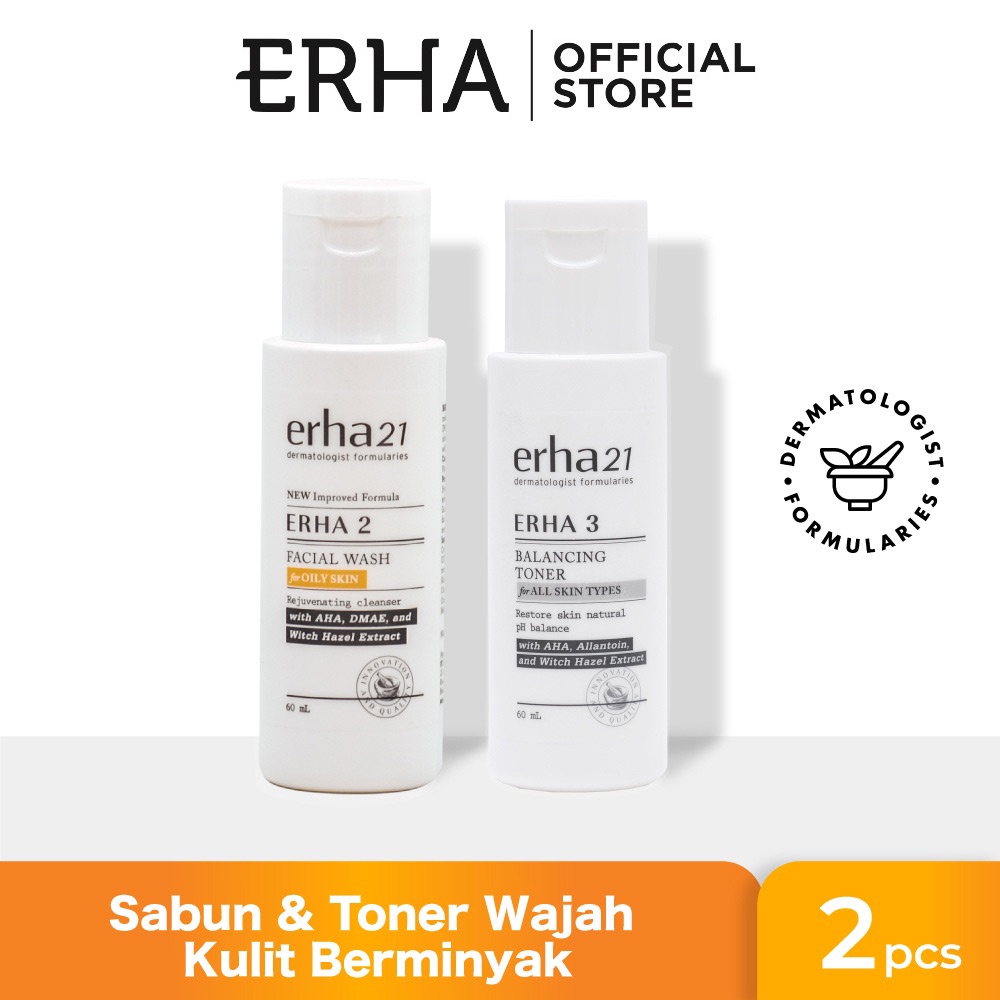 Jual ERHA Bundle ERHA 2 Facial Wash 60ml & ERHA 3 Balancing Toner 60ml ...