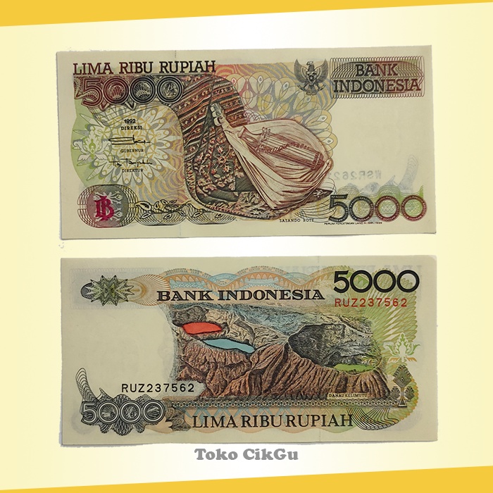 Jual Uang Kertas Kuno 5 Ribu Rupiah Tahun 1992 Sasando Rote Baru dan ...