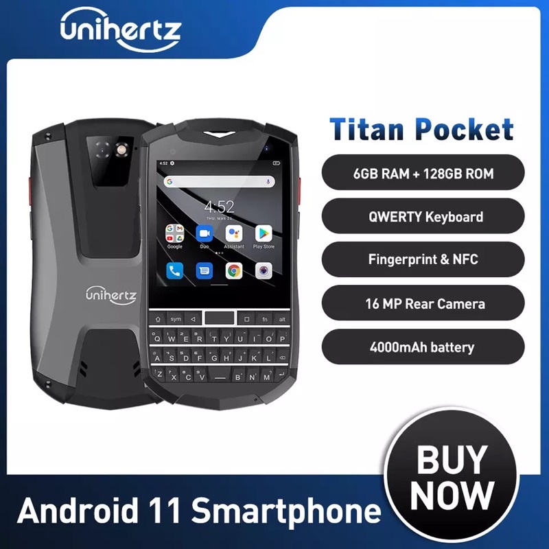 Jual Unihertz Titan Pocket - 6GB + 128GB IP67 QWERTY MT6771 Android 10 NFC | Shopee Indonesia