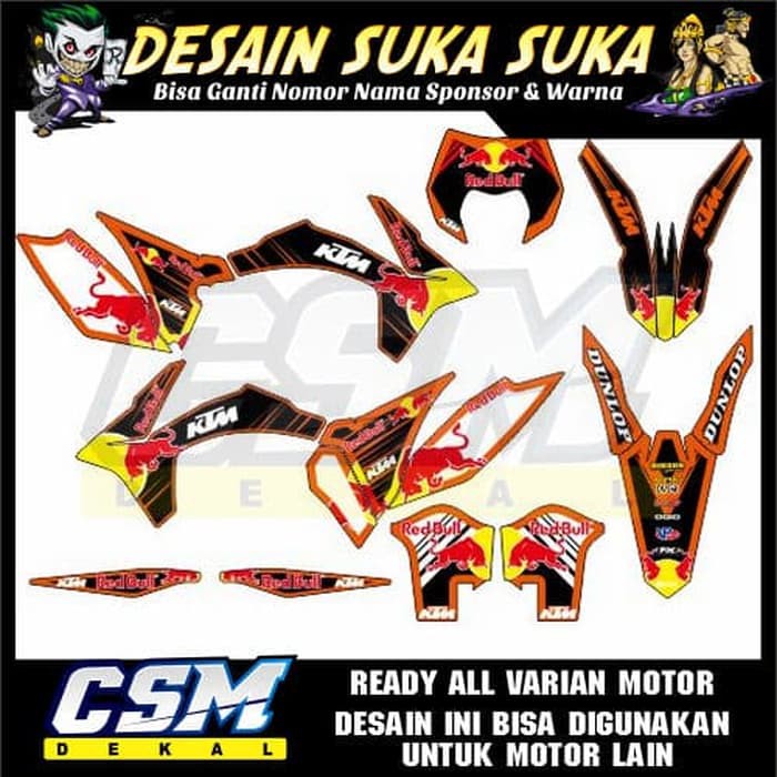 Jual 297 DEKAL DECAL MOTOR KTM 250 STIKER STICKER STRIPING BODY REBULL ...