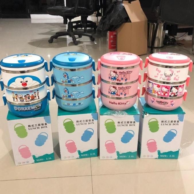 Jual ~^~^~^] Rantang lunch box lucu 3ssn gambar minion hello kitty ...