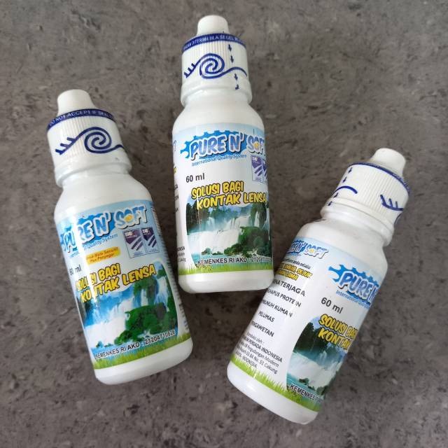 Jual Air Softlens / Cairan Pembersih Softlens PURE N SOFT 60 ML ...