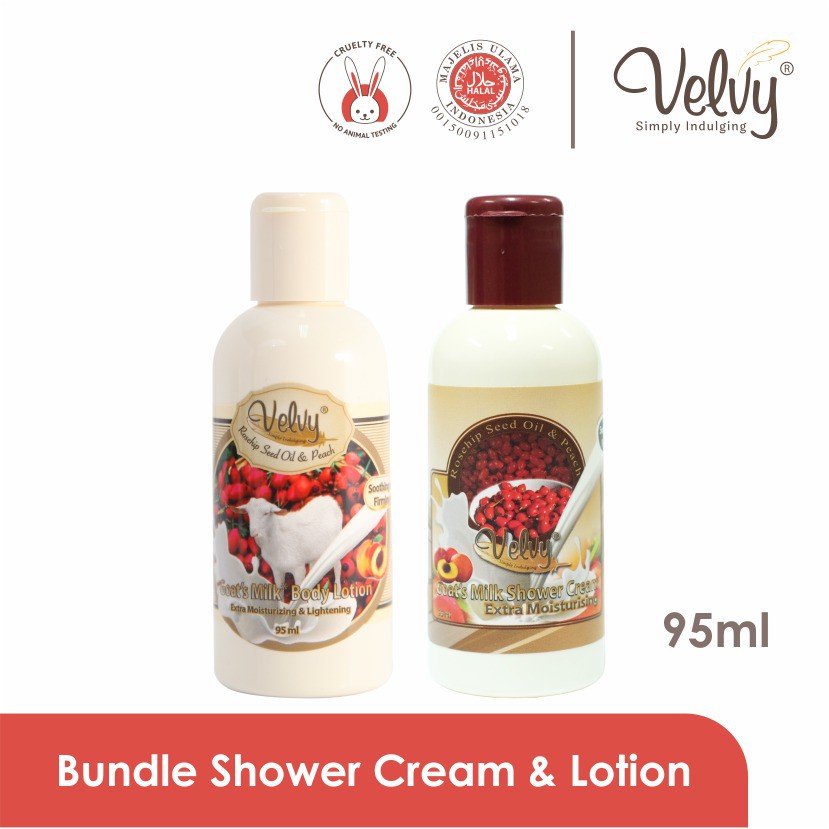 Jual VELVY BUNDLE SHOWER CREAM DAN LOTION 95ml / Sabun Mandi cair dan ...