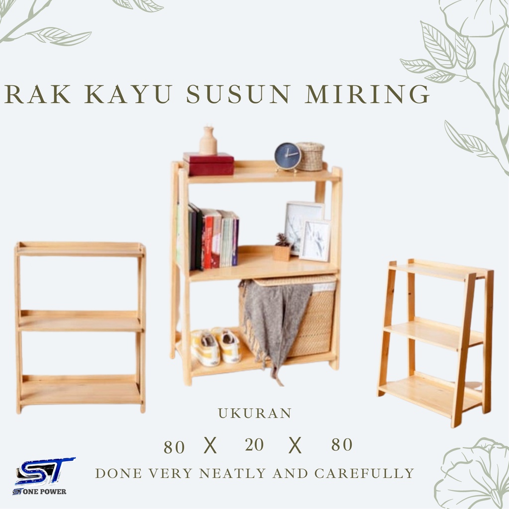 Jual Rak Kayu Estetik Mini Rak Kayu Susun Miring Wadah Bumbu Rak Dapur ...