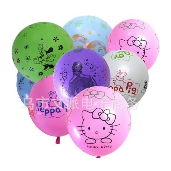 Jual BALON LATEX METALIK 12 INCH KARAKTER KARTUN (1PACK = 100PC) MIX ...