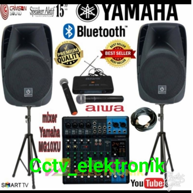 Jual SPEAKER PAKET CRIMSON 15 INCH AKTIF PASIF BLUTOOTH USB + MIXER ...