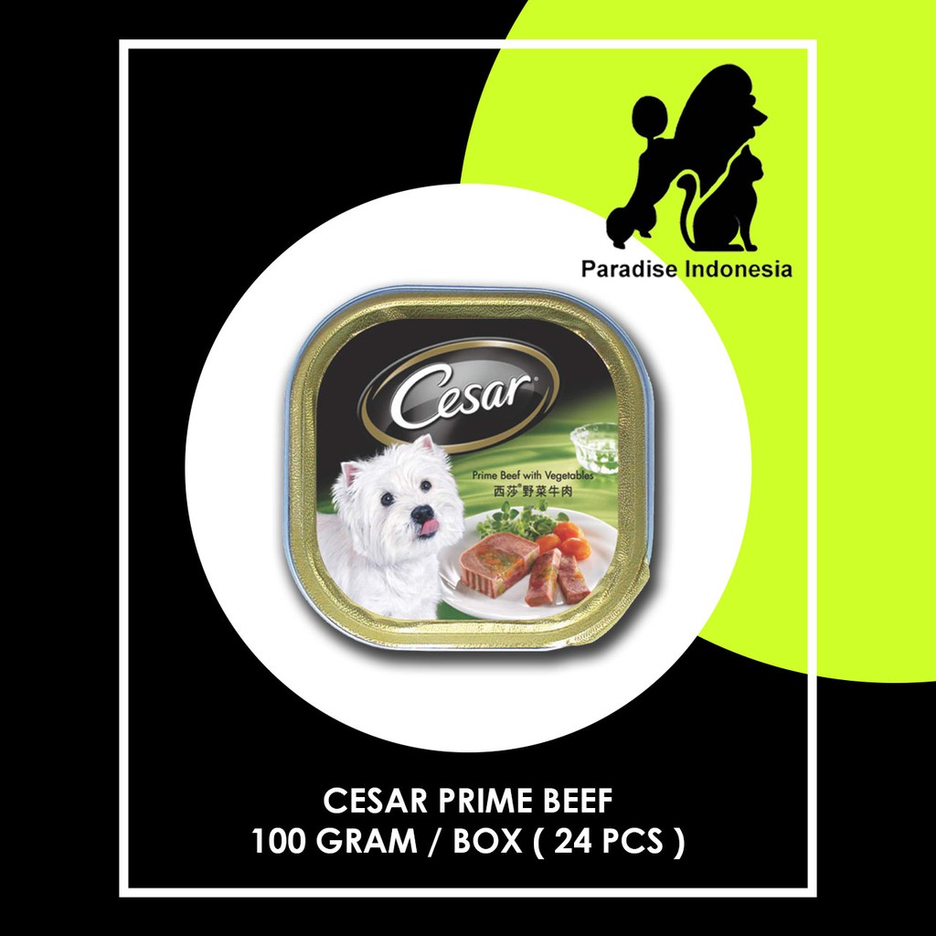 Jual Cesar prime beef with vegetable 100gr ( wet dog food ) per box isi ...