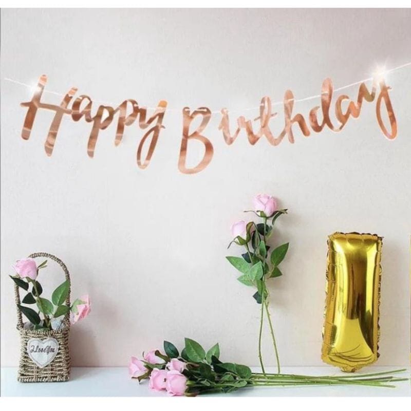 Jual Banner HBD Bunting Flag Tulisan Happy Birthday Sambung Gold Silver ...