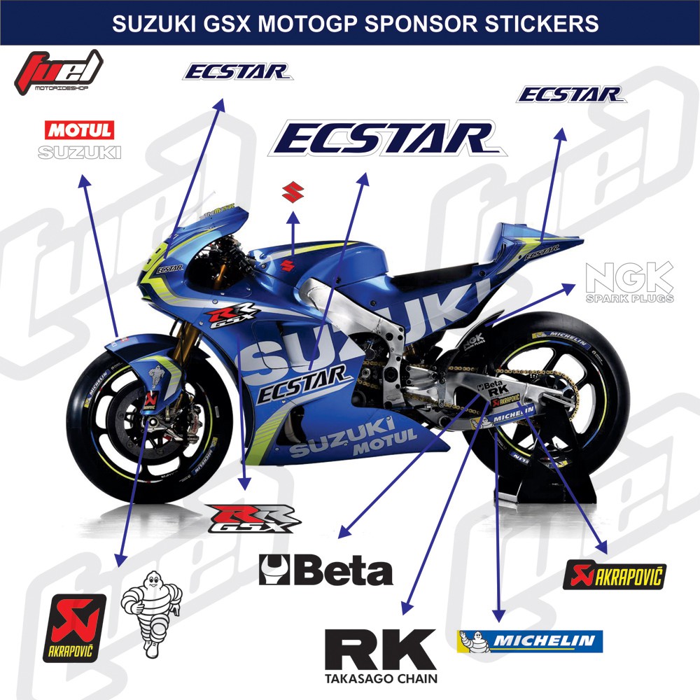 Jual Sticker/Stiker Sponsor Suzuki Motogp Ecstar GSX150R, GSX600 ...