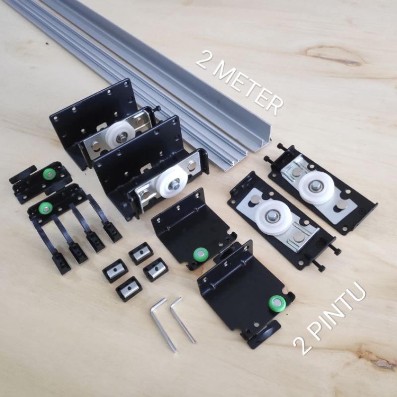 Jual Set Roda Gantung Pintu Sliding Geser Lemari Huben RG 99 - Roda 2 Pintu Rel 2 Meter ...