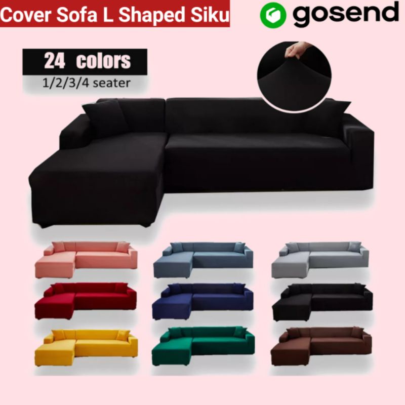 Jual [Original] COVER SOFA SIKU SUDUT L SHAPED POLOS Sarung SOFA ...