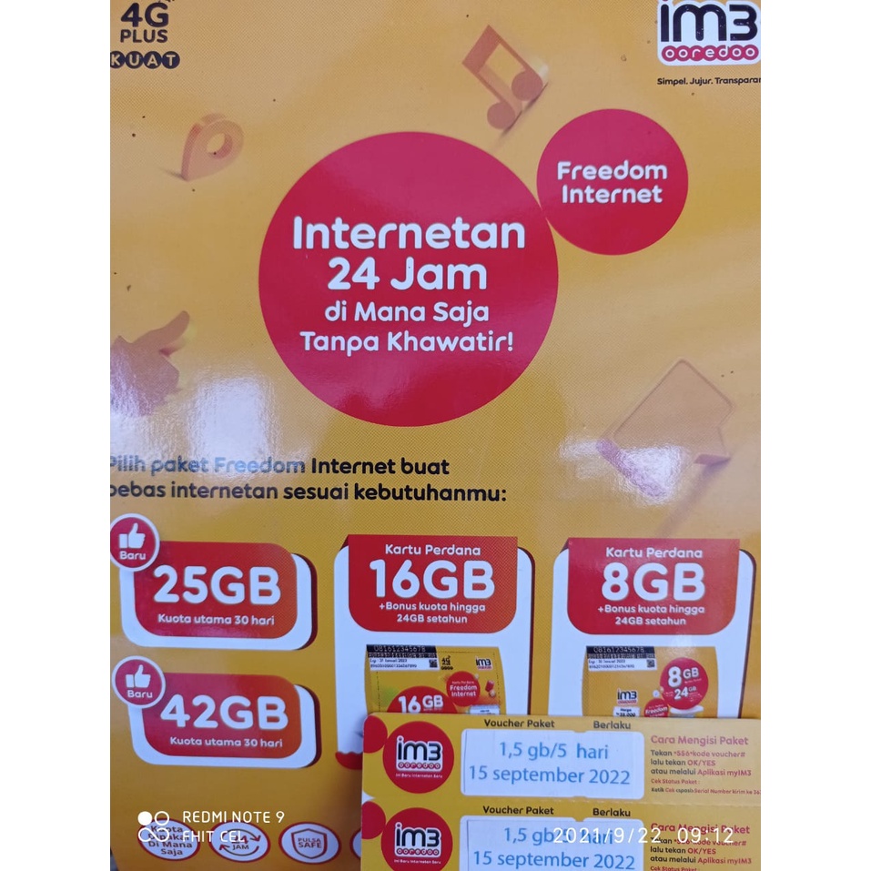 voucher im3 1.5 gb / 5 hari(25 PCS) | Shopee Indonesia