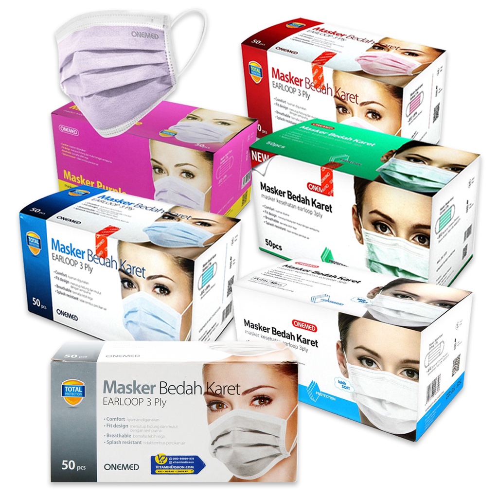 Jual OneMed Masker Medis Earloop per Box isi 50 pcs Indonesia|Shopee ...
