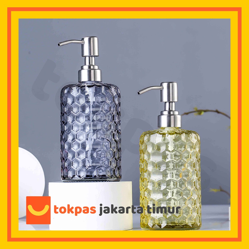 Jual Botol Sabun Shampo Kaca Pump Bulat Warna / Round Dispenser Soap ...