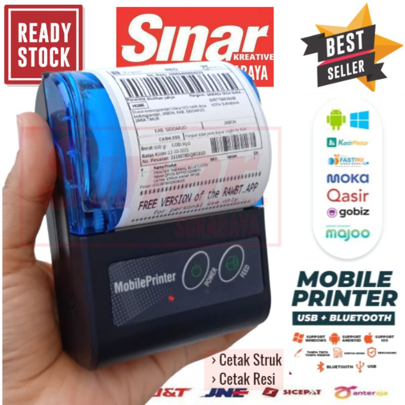 Jual PRINTER BLUETOOTH THERMAL 58MM MPC58 dan SPX583 CETAK RESI LABEL DAN STRUK PPOB MINI KASIR ...