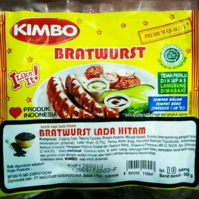 Jual KIMBO Bratwurst Lada Hitam Mini (Sosis Sapi dan Ayam) 500gr 10pcs ...