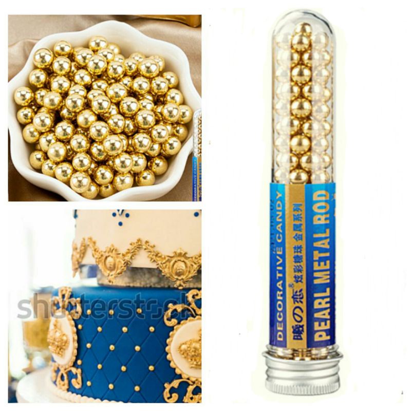 Jual Golden pearl sprinkle 40 g besar 7 mm warna gold sangat cerah ...