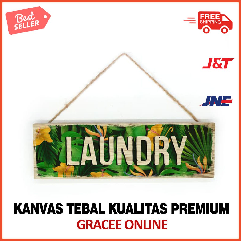 Jual Hiasan Dinding Sign Board Wooden Papan Nama Tanda Laundry SB002 ...
