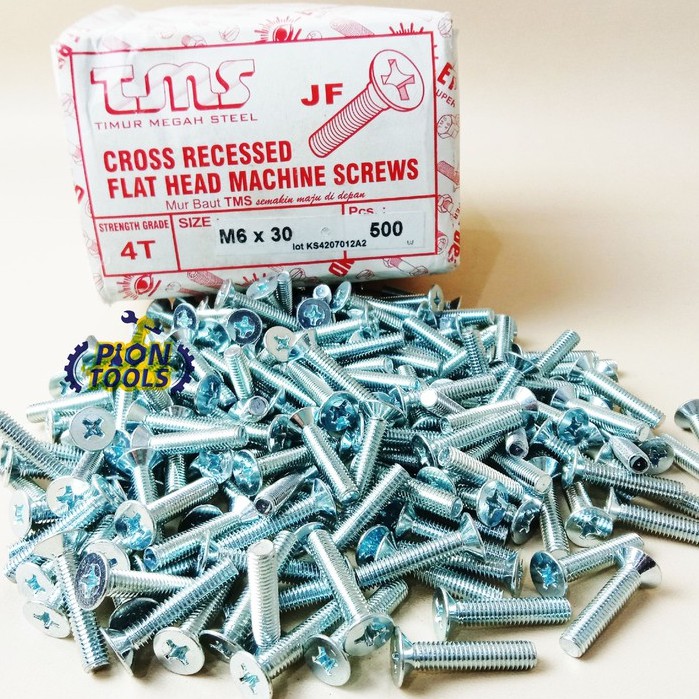 Jual 20 pc MACHINE SCREW JF 6x30 PUTIH Kepala Flat Baut Obeng Verseng ...
