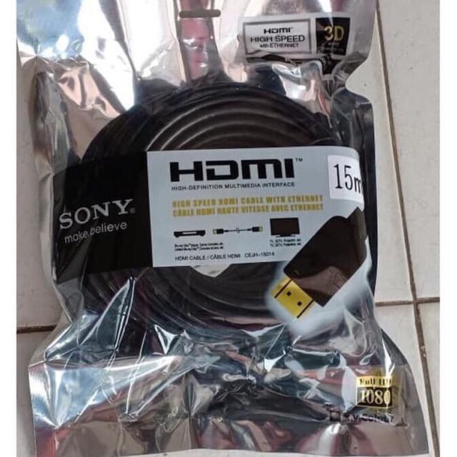 Jual kabel HDTV SONY 15M Male To Male Gold Plate 15 Meter HDTV 1.4V ...