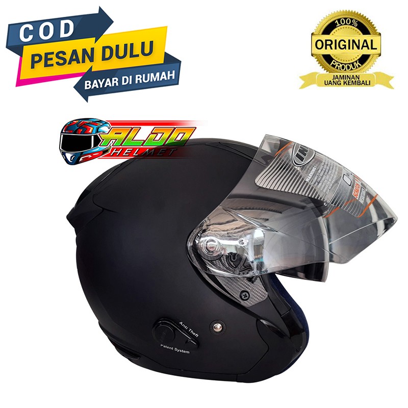 Jual HELM DOUBLE VISOR / HELM TERBARU / INK METRO 2 SOLID BLACK DOFF ...