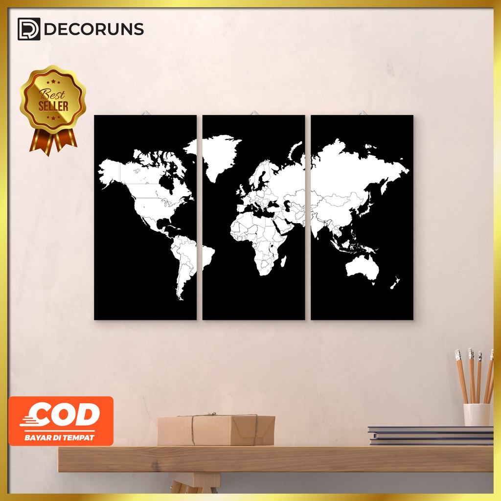 Jual Decoruns 3 pcs Hiasan Dinding Kamar Dekorasi Rumah Pajangan Peta ...