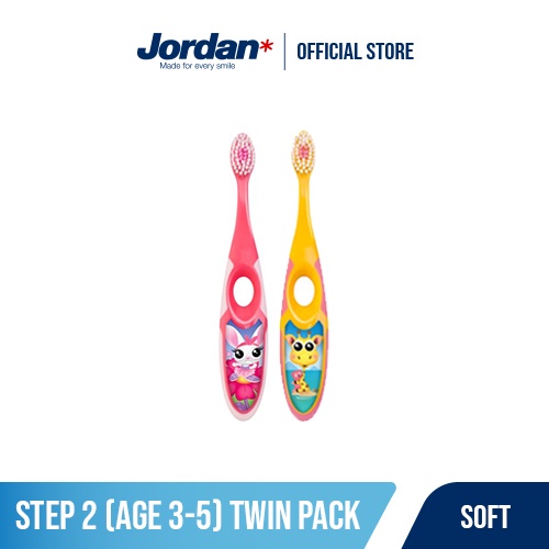 Jual Jordan Oral Care Kids Step 2 Twin Soft - Sikat Gigi | Shopee Indonesia