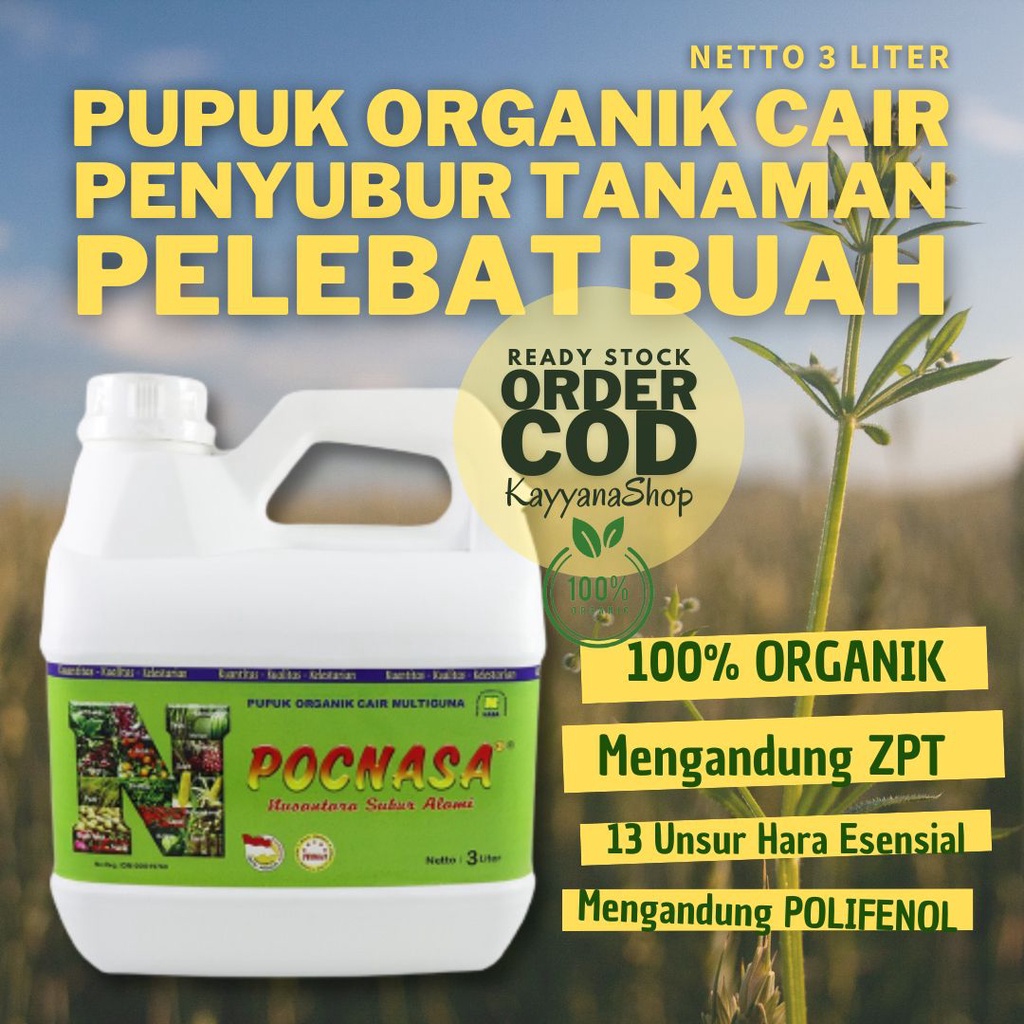 Jual POC NASA Besar Kemasan 3 Liter Pupuk Organik Cair NASA / Pupuk Penyubur Tanaman / Pupuk ...