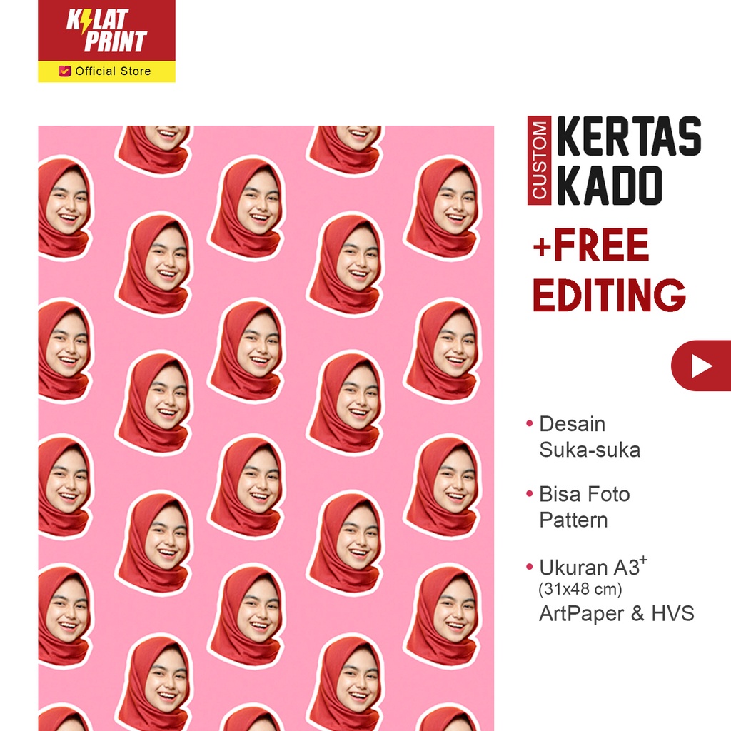 Jual Custom Kertas Kado Wrapping Paper Gambar Muka Suka-Suka Pattern ...