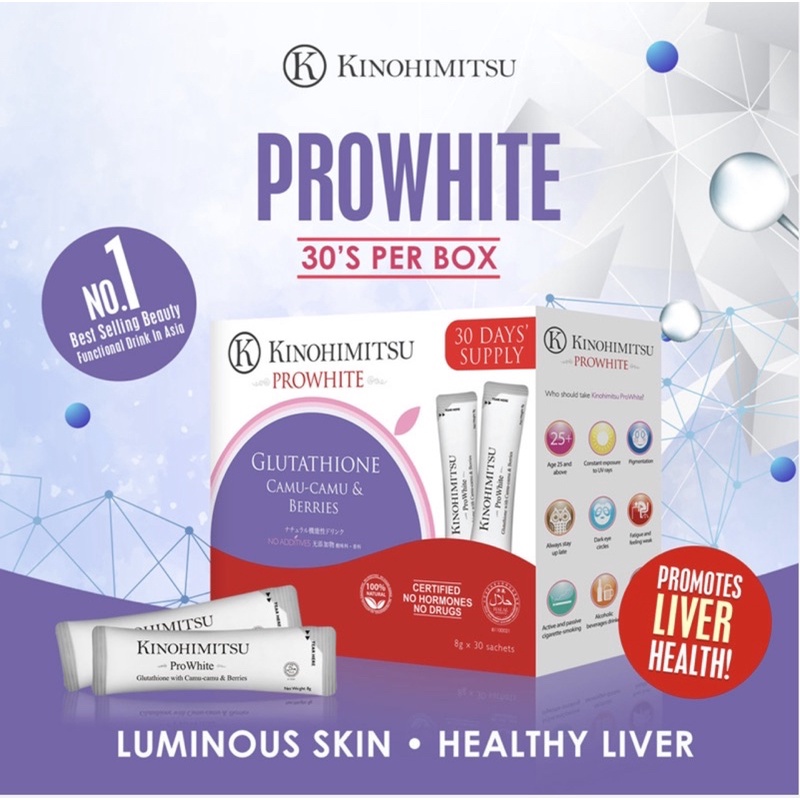Jual Kinohimitsu Prowhite Glutathione 30 Sachets pro white | Shopee ...