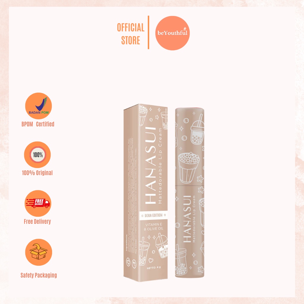 Jual Hanasui Lip Cream Boba Edition - Brown Sugar | Salted Caramel | Forest Berry | Shopee Indonesia