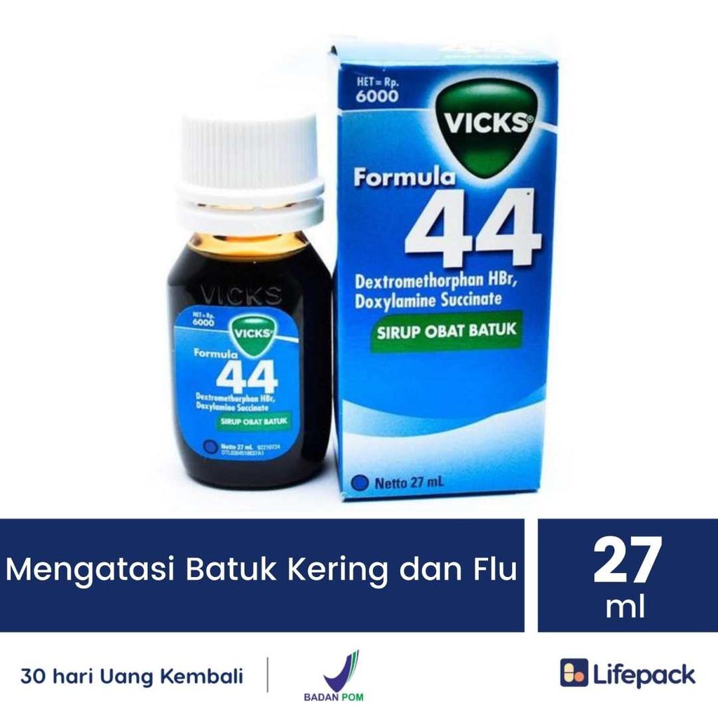 Vicks F44 Dewasa Sirup 27 ML - Obat Batuk / Flu / Gangguan Tenggorokan ...