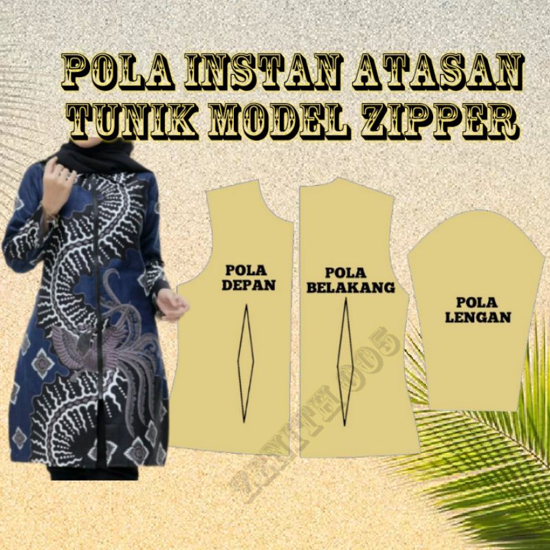 Jual Pola Instan Tunik Model Zipper | Shopee Indonesia