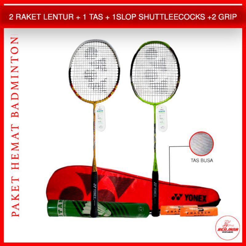 Jual Raket badminton/raket bulutangkis Lentur paket komplit murah dan ...