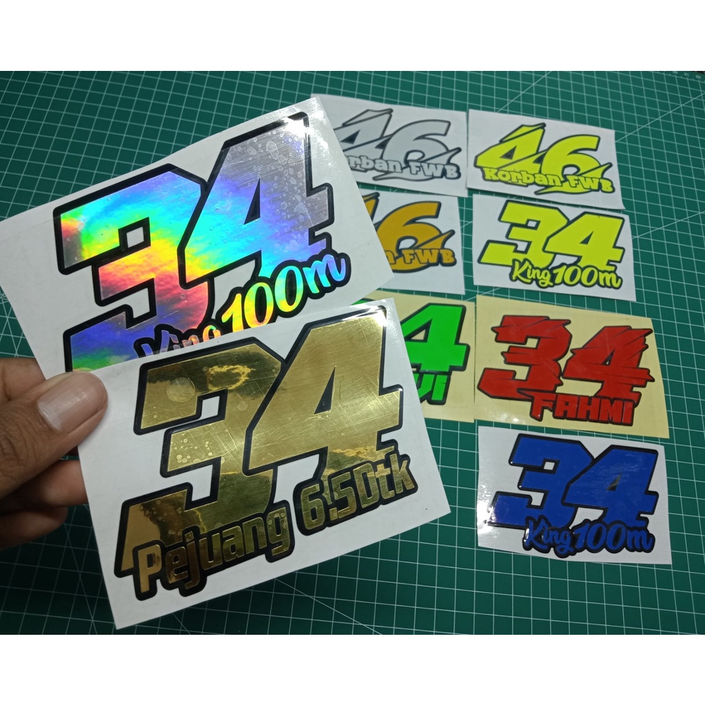 Jual cutting sticker nomor start, racing bisa request nomor dan nama ...