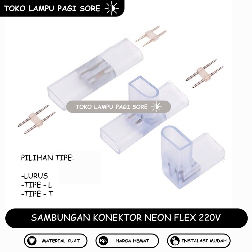 Jual Sambungan Konektor Antar Lampu Neon Flex LED 220V Tipe Lurus Dan ...