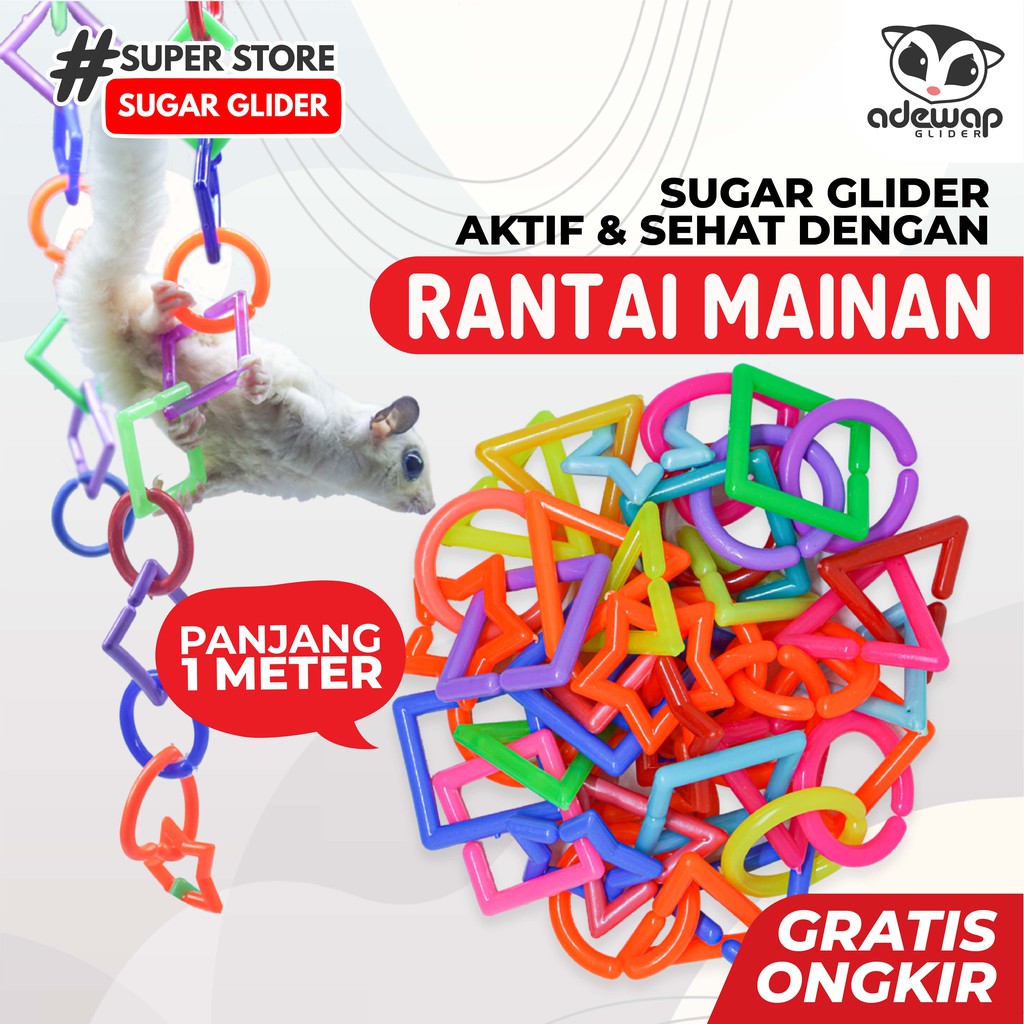 Jual Rantai Mainan Plastik Bentuk Geometri Aksesoris Kandang Sugar ...