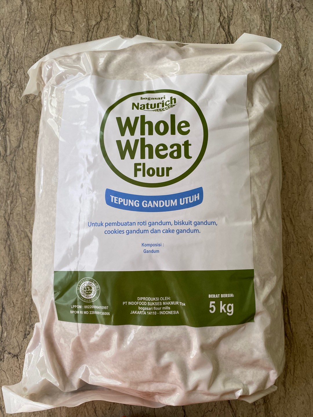 Tepung Gandum Utuh Whole Wheat Flour (WWF) Bogasari Naturich 5Kg ...