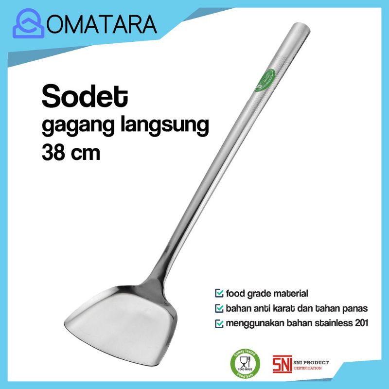 Jual SPATULA SUTIL STAINLESS STEEL KOMODO SODET MASAK GAGANG LANGSUNG UKURAN 38 CM | Shopee ...