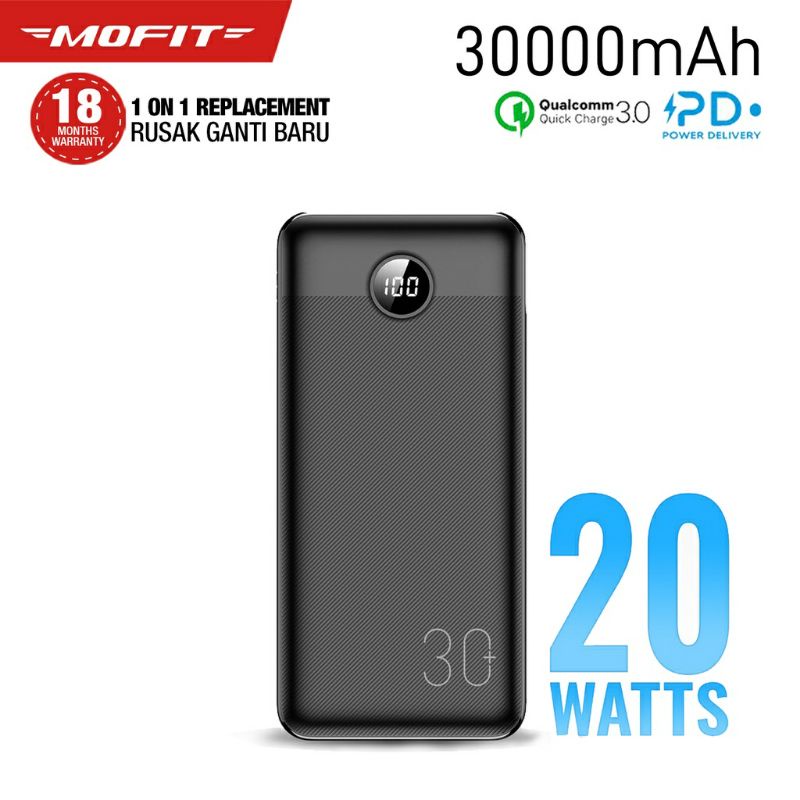 Jual POWERBANK MOFIT M38PRO 30000MAH FASTCHARGING QC3.0 LED DISPLAY | Shopee Indonesia