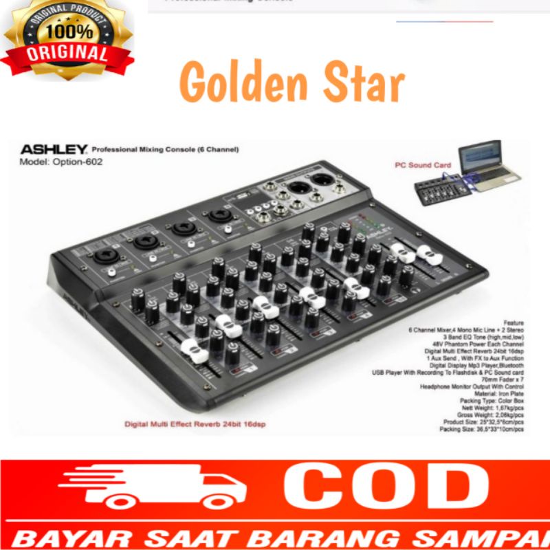 Jual Mixer Ashley Option 602 Original 6 Channel Bluetooth - PC Soundcard | Shopee Indonesia