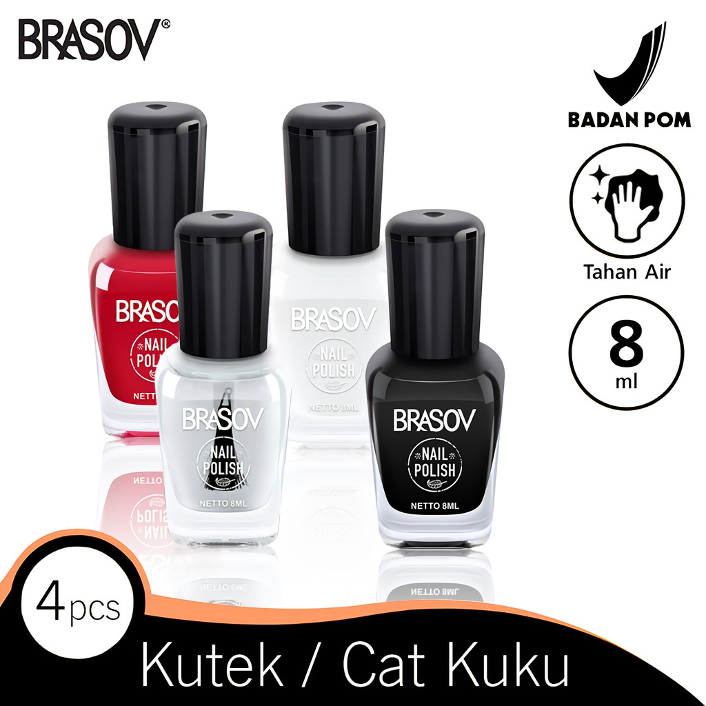 Jual BRASOV Kutek / Cat Kuku 8 ML 4 Pcs Nail Polish Poles Kuku Kutex XX ...